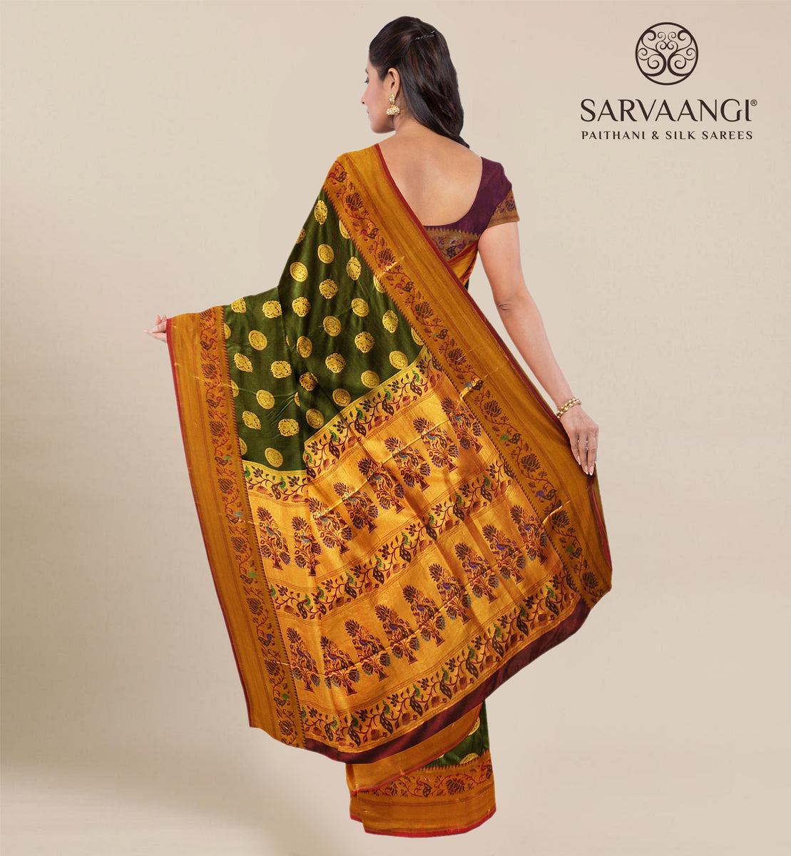 Pure Silk Paithani In Rust Orange