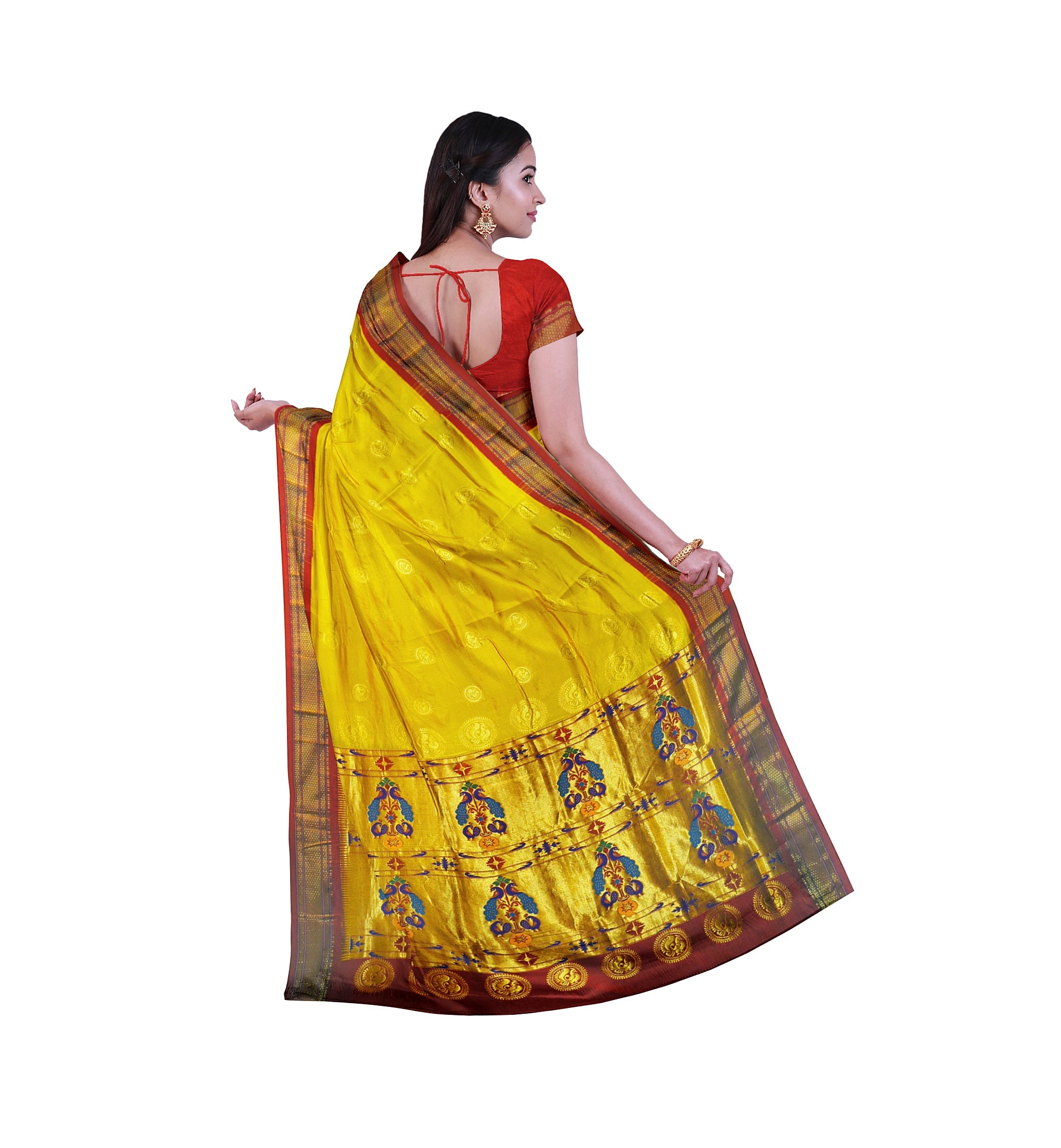 Pure Silk Paithani In Yellow